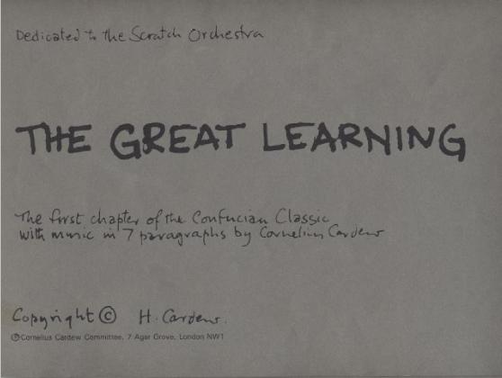 Cornelius Cardew – The great learning – Soundohm