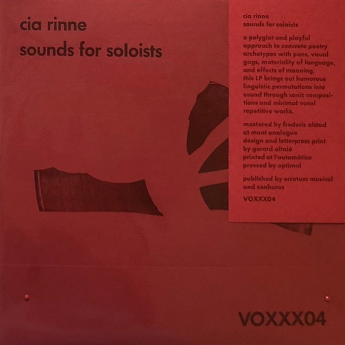 Cia Rinne – Sounds for soloist (LP, Red) – Soundohm